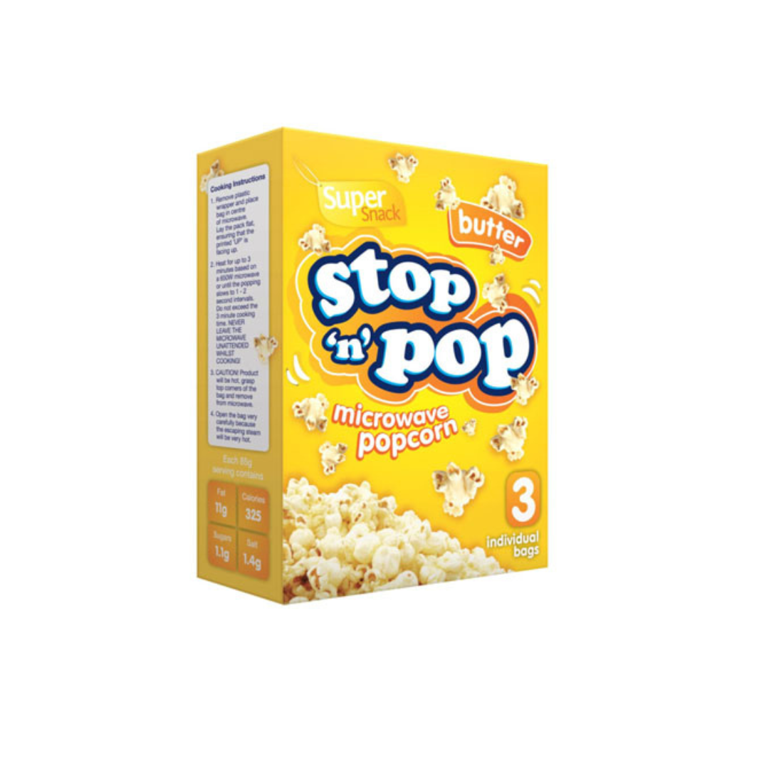 Goodwin's Stop ‘N’ Pop Butter Microwave Popcorn 3 x 85g – Watan Superstore